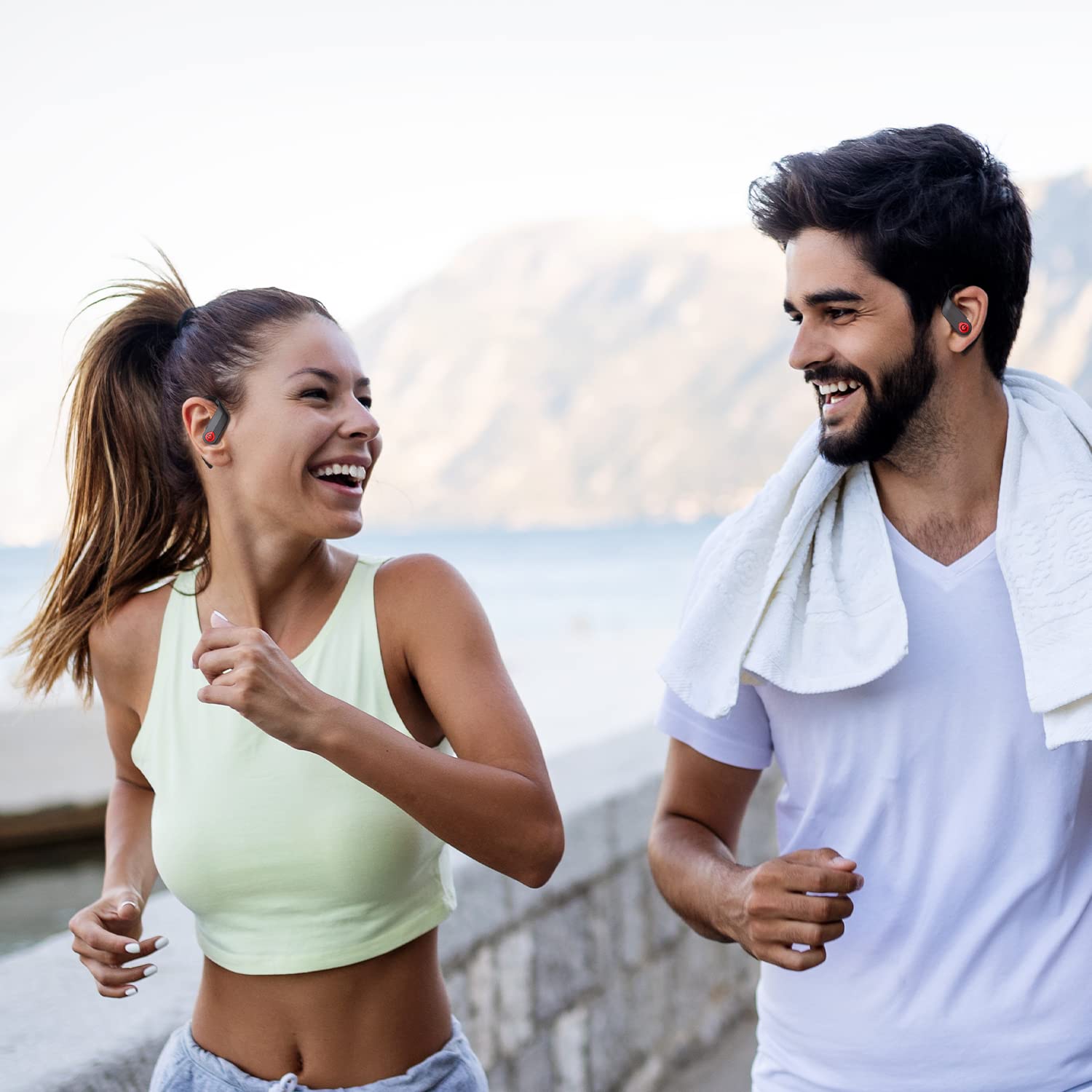Wisezone Wireless Earbuds Bluetooth 5.3 Headphones 48Hrs Playtime, Wireless Charging Case LED Diaplay Hi-Fi Waterproof Over Ear Earphones for Sports Running Workout