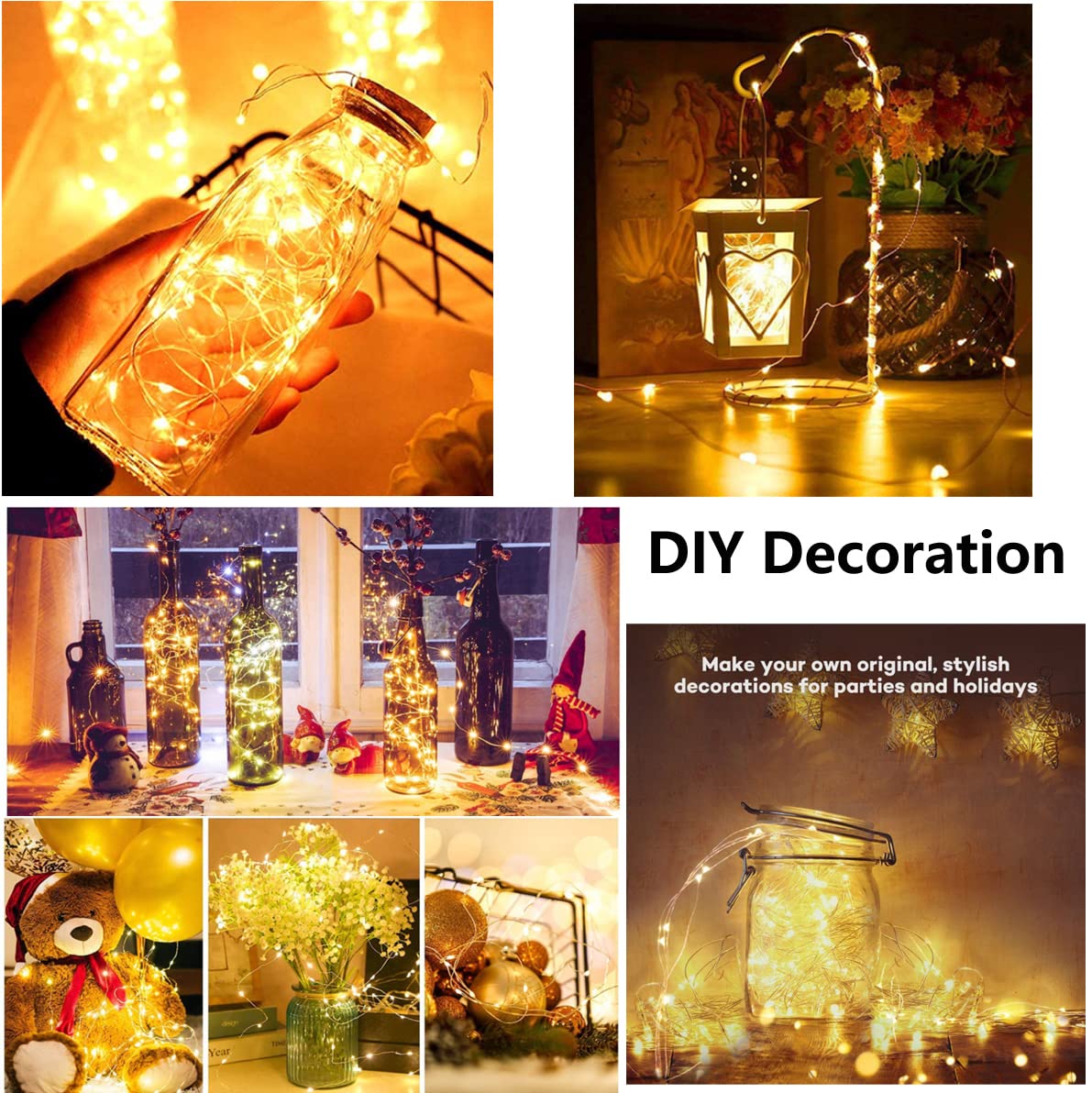 ZSJWL 12 Pack Fairy Lights Battery Operated,7Ft 20 Led Mini Battery String Lights, Waterproof Copper Wire Lights for Wedding Party Bedroom Christmas Decoration, Warm White