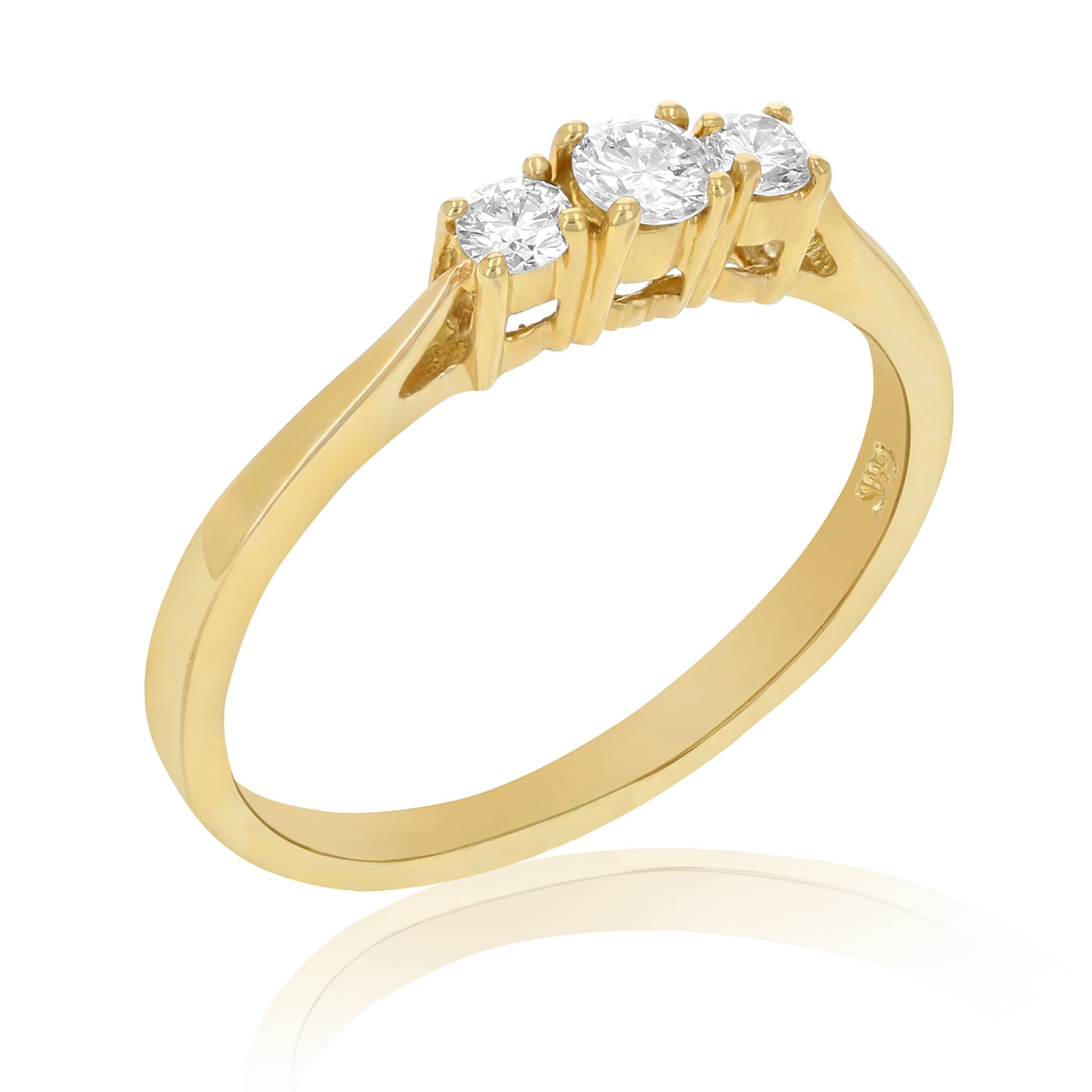 VIR JEWELS 1/4 cttw 3 Stone Diamond Engagement Ring 14K Yellow Gold Round Bridal Wedding Size 6