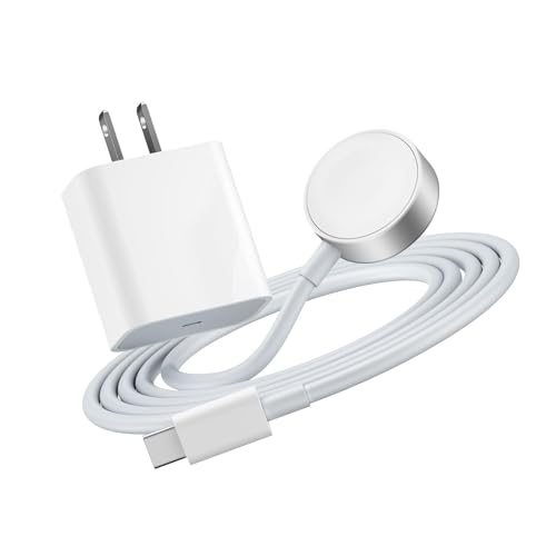 Vertebraid USB C Fast Watch Charger Compatible with Apple Watch Series Ultra2/Ultra/SE2/9/8/7/6/5/4/3/2/1/SE, Magnetic Charging Cable with Type C 20W PD Adapter, Watch Cord with Wall Block, 4.9ft