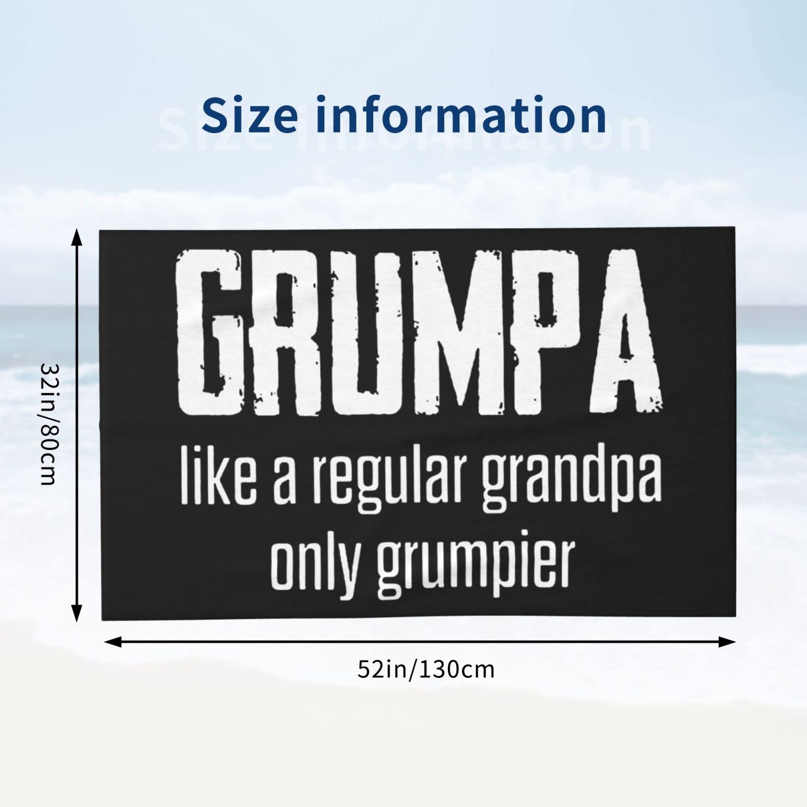 Zahika Grumpa Like Regular Grandpa Beach Towel Absorbent Bathroom Towels Beach Towels Oversized Super 32x52 Inch
