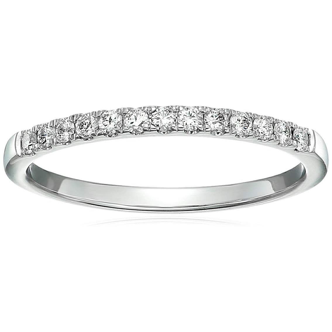 Vir Jewels 1/5 carat (ctw) Diamond Wedding Anniversary Band for Women, Half Eternity Round Diamond Engagement Ring 14K White Gold Prong Pave Set 0.20 cttw, Size 8