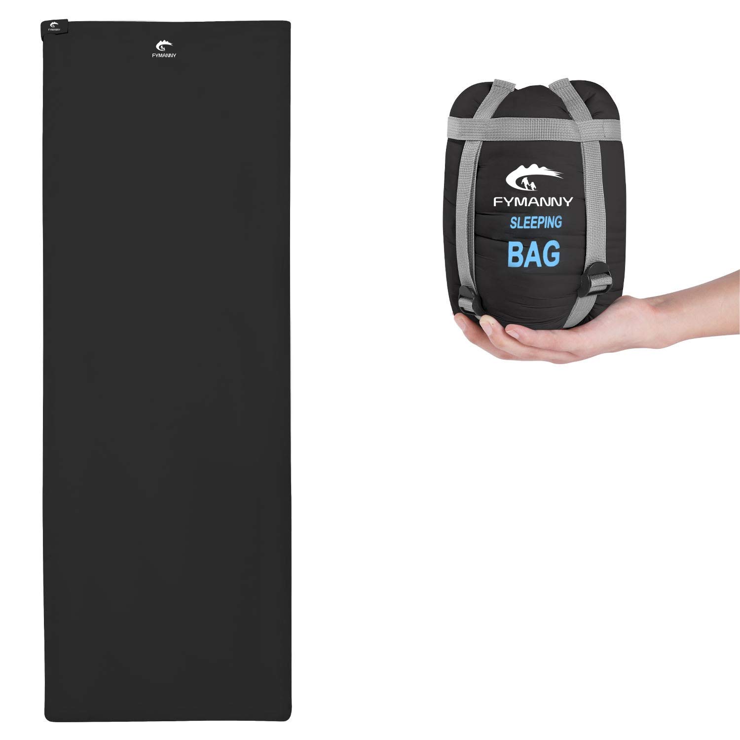Warm Weather Sleeping Bag, FYMANNY Portable Waterproof Compact Lightweight Comfort with Compression Sack for Camping Backpacking Hiking, 83 L x 30" W Fits Adults(Black)