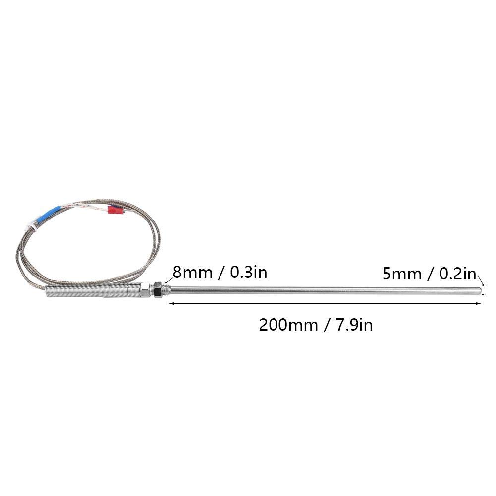 Type K Thermocouple, M8 Thread 200mm Type K Thermocouple Probe Temperature Sensor Wire 0-400℃(1M) Thermocouple Thermometer and Probe