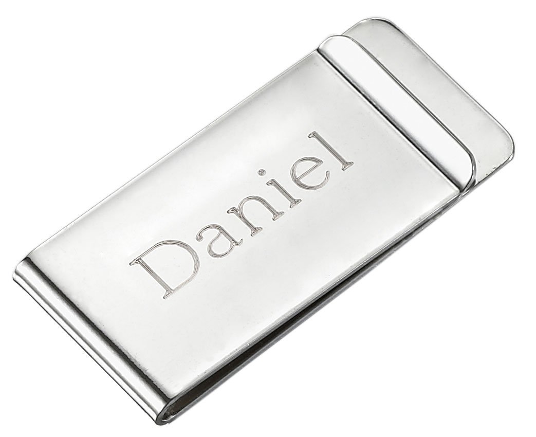 Visol Personalized Stainless Steel Money Clip with Custom Engraving (Polished Gun Metal)