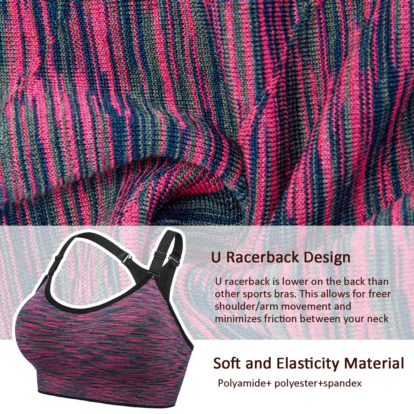 YEYELE Medium Support and Removable Pad Tank Top Racerback Post Surgery Sports Bras for Women