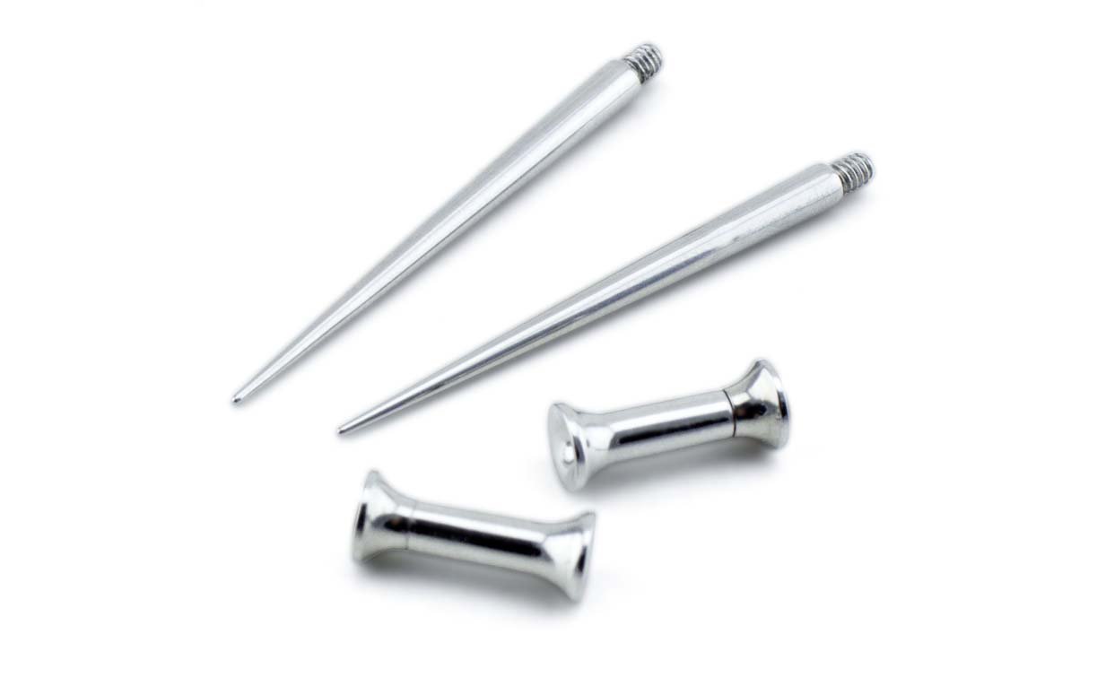 Urban Body Jewelry 10 Gauge (10G - 2.5mm) Stainless Steel Taper & Tunnel Ear Stretching Kit (4 Pieces)
