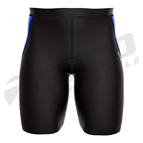 Zimco Performance Triathlon Shorts Mens | Tri Shorts Mens Padded | Tri Race Cycling Shorts (Black/Blue, XL)