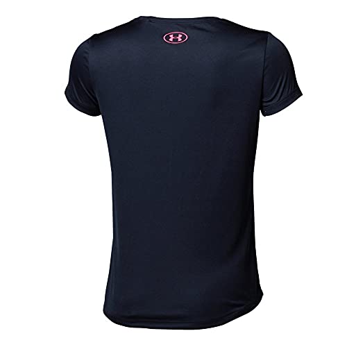 Under Armour Girls Tech Sportstyle Big Logo Short Sleeve T-shirt, Black (002)/Cerise, Youth Medium
