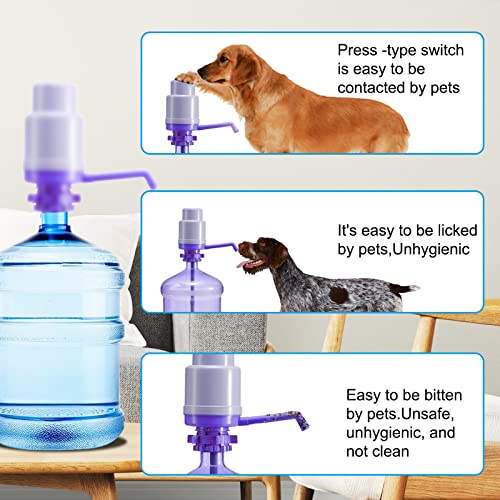 Water Bottle Pump Dispenser 5 Gallon, Manual Straight Plug Button, Automatic Drinking Water Pump, USB Charging with jug Cap, Black