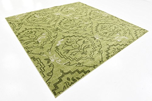 Unique Loom Damask Collection Traditional, Geometric, Victorian, Floral Victorian Area Rug (8' 0 x 8' 0 Square, Green/Olive)