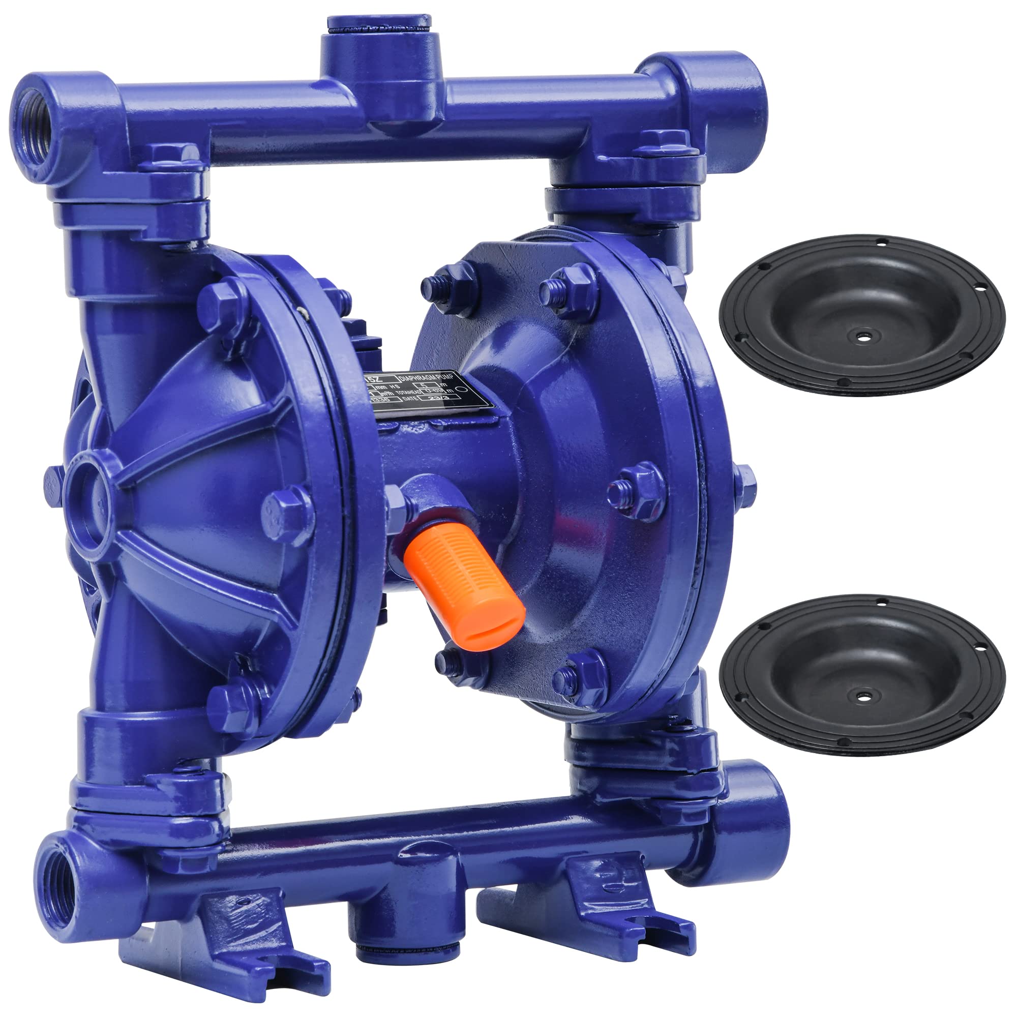 YITAHOME Air Operated Double Diaphragm Pump Comes with an Extra Set of Diaphragms QBK-15 1/2 inch Outlet 9 GPM Max 100 PSI Nitrile Rubber, Cast Iron Diaphragm Pump for Diesel, Grease, Oil