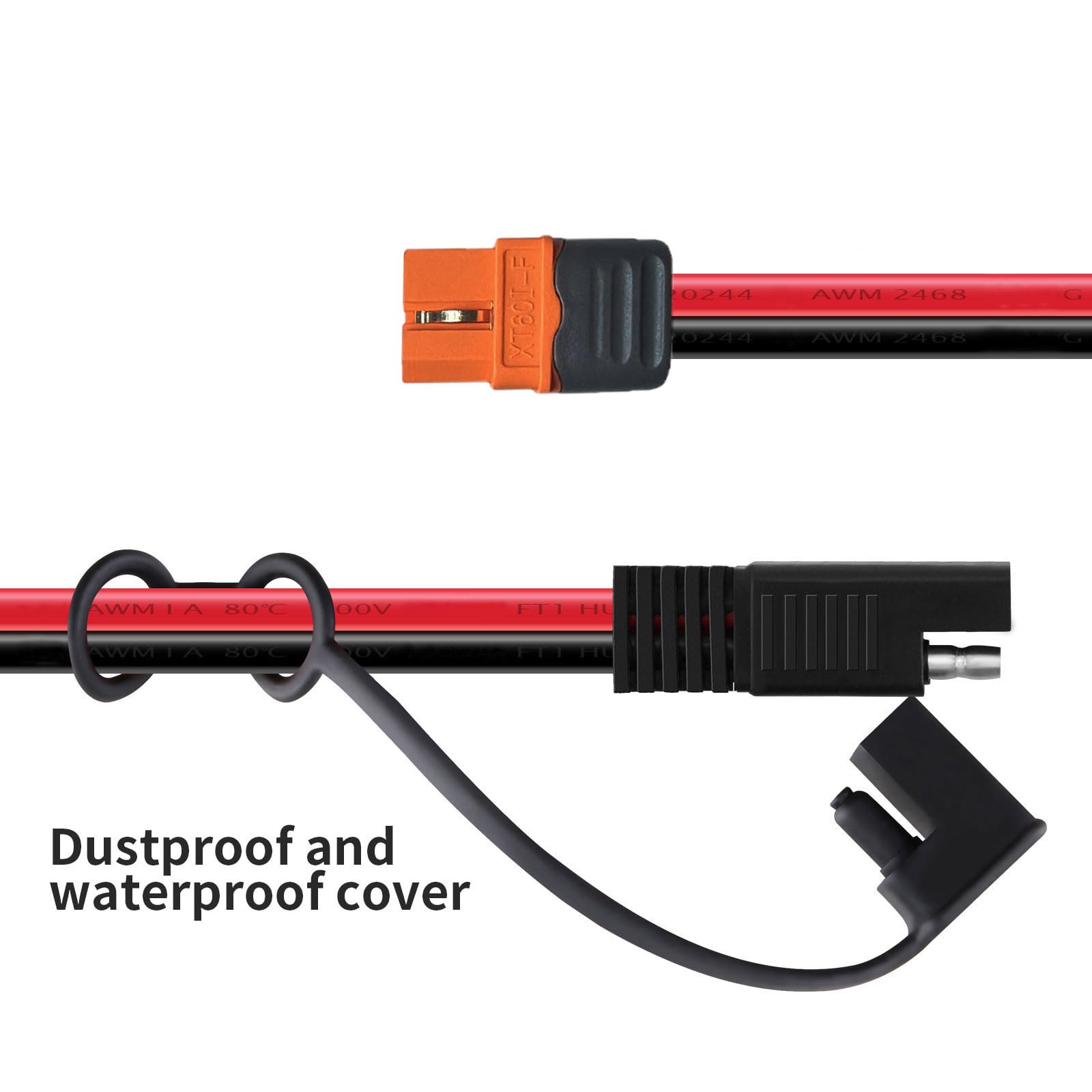 ZkeeShop XT60i to SAE Adapter 10AWG Solar Charging Cable XT60i-F Extension Cable with SAE Reverse Adapter Compatible for Ecoflow Solar Generator Portable Power Station 1.5M