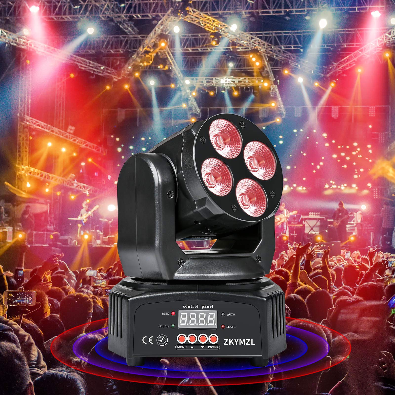 ZKYMZL RGBWA/UV 6 in 1 LED Light Mini 50W Wash Rotating Light Moving Head Stage Effect Light with DMX for Disco KTV Club Party.