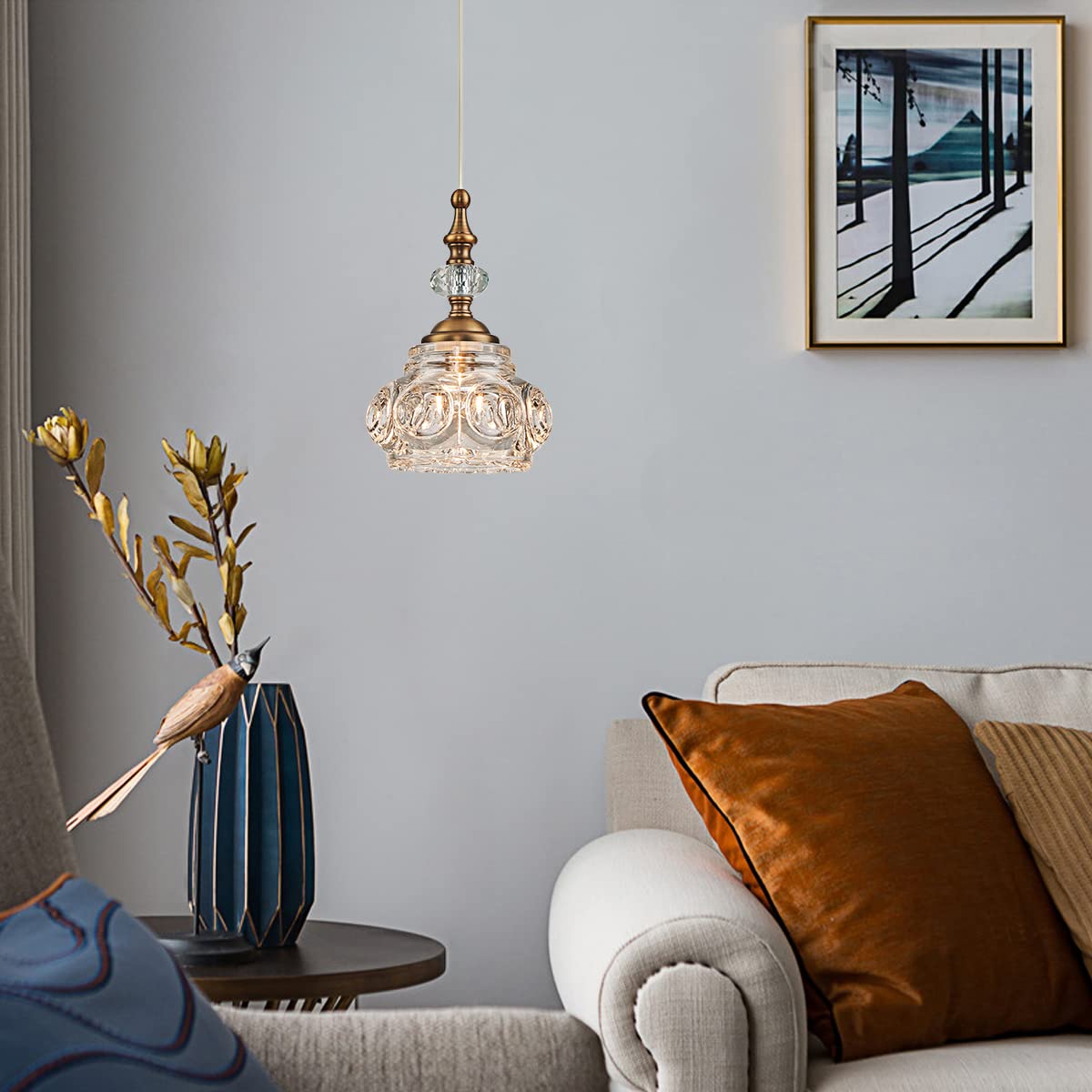 XIEDUN Modern Pendant Light Fixtures Brass Kitchen Island Pendant Light with Unique Design, Perfect for Living Room Bedroom Kitchen Island