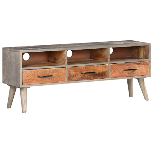 THYUOVAI TV Cabinet,Media Cabinet Tv Console Stereo Cabinet Low Board Suitable for Living Room,Bedroom,Closet,Hallway,Foyer,Office Gray 51.2"x13.8"x20.1" Solid Rough Mango Wood