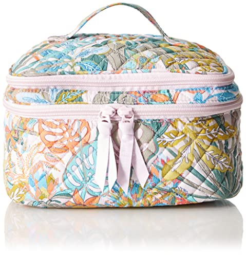 Vera Bradley Women's Cotton Brush Up Cosmetic Makeup Organizer Case, Rain Forest Canopy - Recycled Cotton, One Size