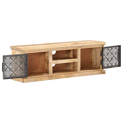 THYUOVAI TV Cabinet,Side Cabinet Entertainment Stand Storage cabine Lowboard Suitable for Living Room,Bedroom,Closet,Hallway,Foyer,Office with Steel Doors 47.2"x11.8"x15.7" Solid Mango Wood