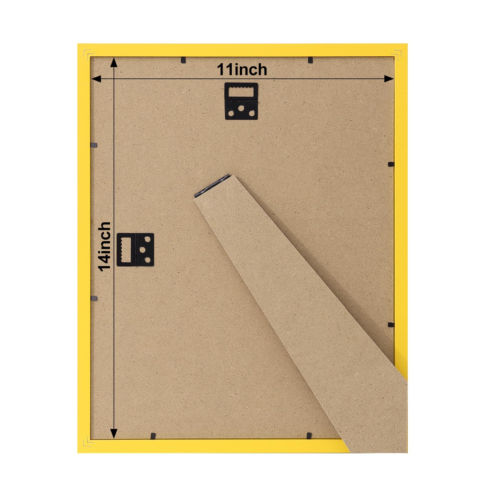Vittanly 11x14 Picture Frame, Engineered Wood with Shatter Resistant Plexiglass, Display Pictures 8x10 with Mat or 11x14 without Mat, Photo Frame for Wall or Table Top Display, Yellow, 1 Pack