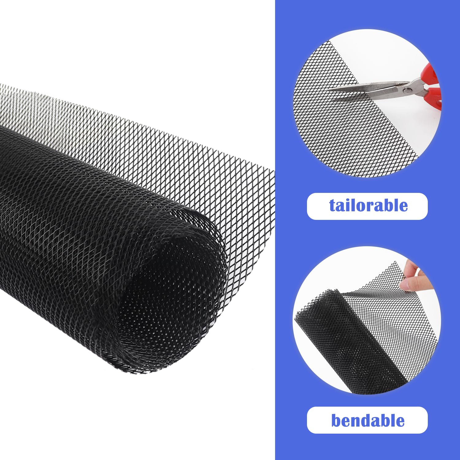 Trimmable Car Grill Mesh,Aluminum Alloy Automotive Grilles,Universal Mesh Grill Insert Fits for Front Bumper Hood Air Vents Spoiler Automotive Exterior Accessories