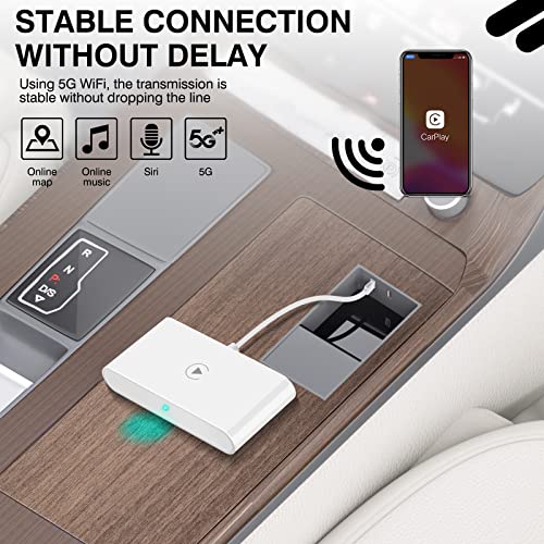 Wireless CarPlay Adapter Compatible with Apple Phone, 2023 Upgrade Plug & Play Dongle Wired Convert for Cars from 2015 with Factory Wired CarPlay, Fast and Easy Use Fit for iPhone iOS 10+