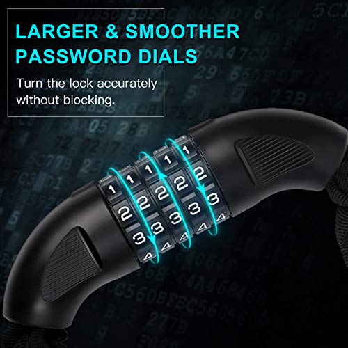 UBULLOX Bike Chain Lock 3FT Bike Lock 5-Digit Combination Bike Lock Anti-Theft Bicycle Lock 6mm Thick Resettable Bike Lock Chain for Bicycle, Motorcycle, Scooter, Gate, Fence