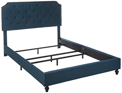 ZINUS Andover Upholstered Bed Frame / Tufted Bed Frame with Nailhead Detail / Adjustable Headboard / Easy Assembly, Queen