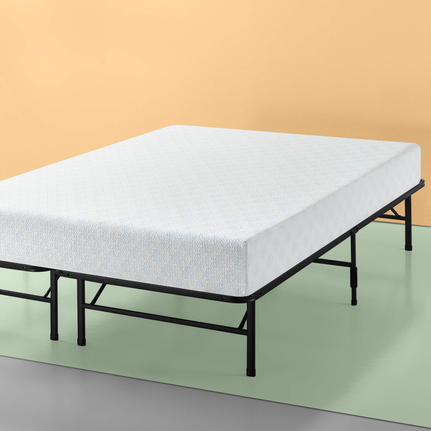 Zinus Set, Twin 12 Inch Gel-Infused Green Tea Memory Foam Mattress and Shawn SmartBase Platform Bed Frame / Mattress Foundation