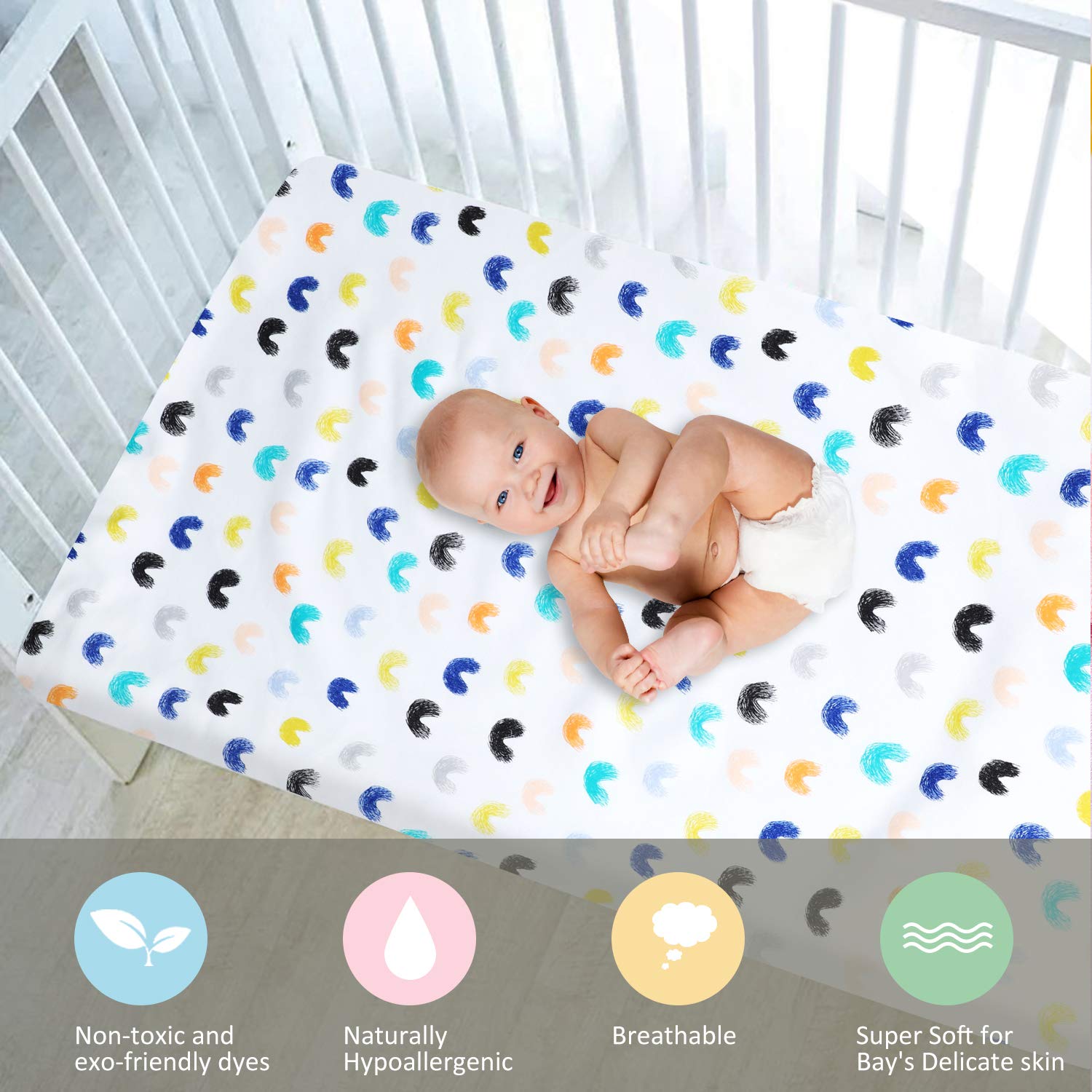 Waterproof Pack n Play Playard Sheets Mattress Sheet Stretchy Fitted Mini Crib Sheets Cover Pad, Soft Candlelight 40β x 27.6β