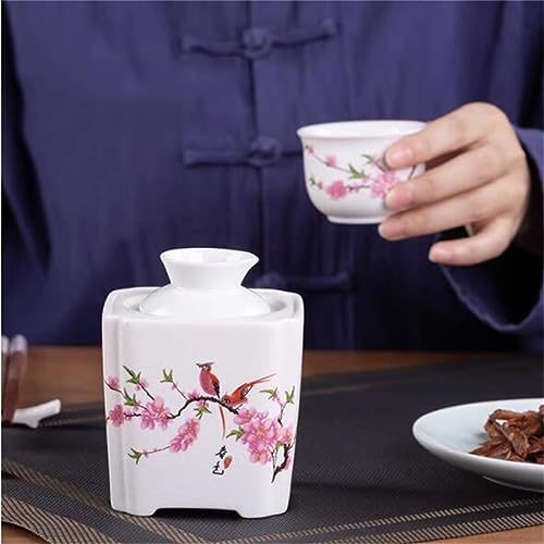 ZLXDP Square Hot Wine Pot Household Chinese Antique Wine Set Set Hot Warm Wine Pot Ceramic Warm Wine Ware