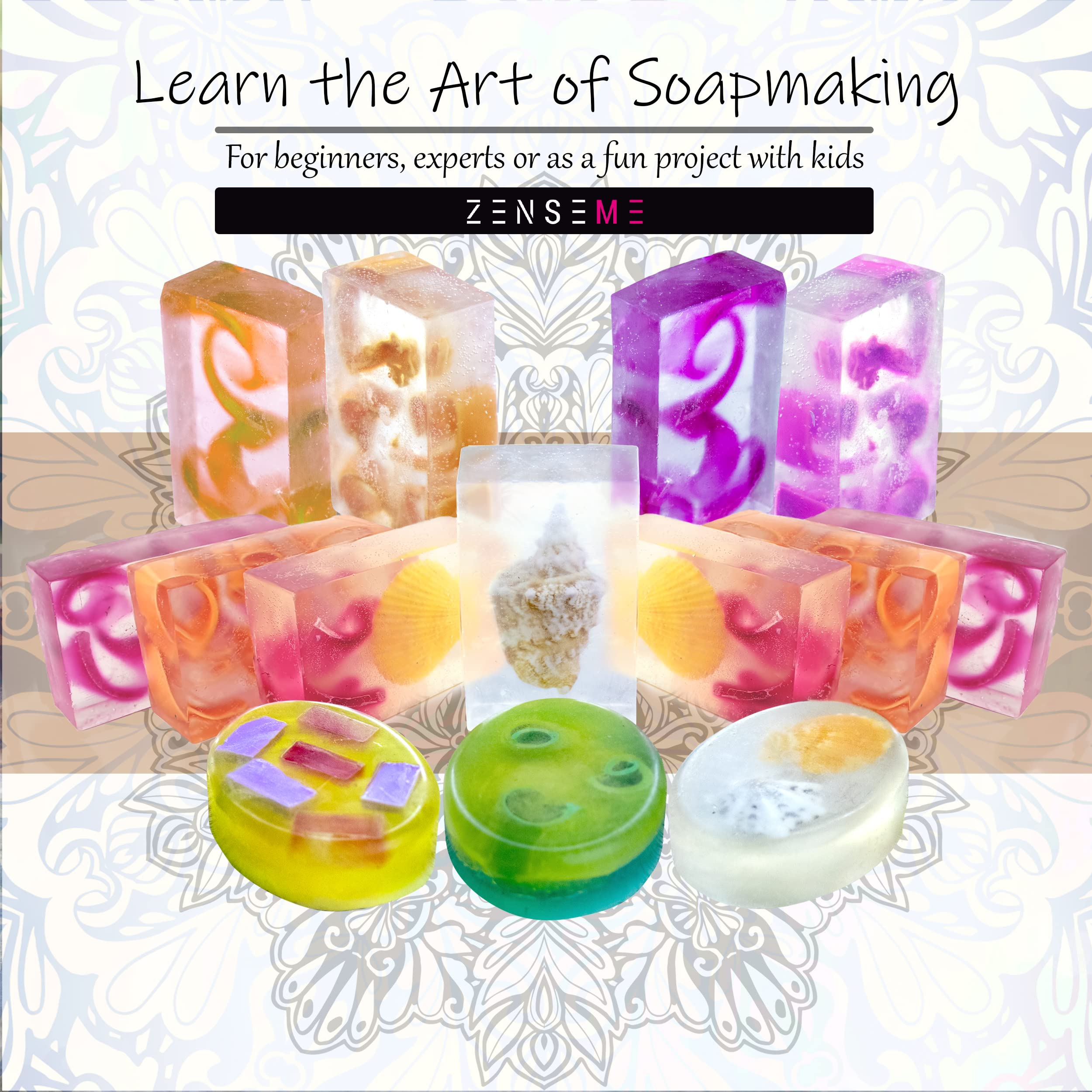ZenseMe Bundle of Soap Making Kit with 5.5 LB Glycerin Soap Base | DIY Bundle, Melt and Pour Organic Natural Supplies for Adults, Beginners | 2LB Shea Butter and 5.5 LB Ultra Clear Glycerin