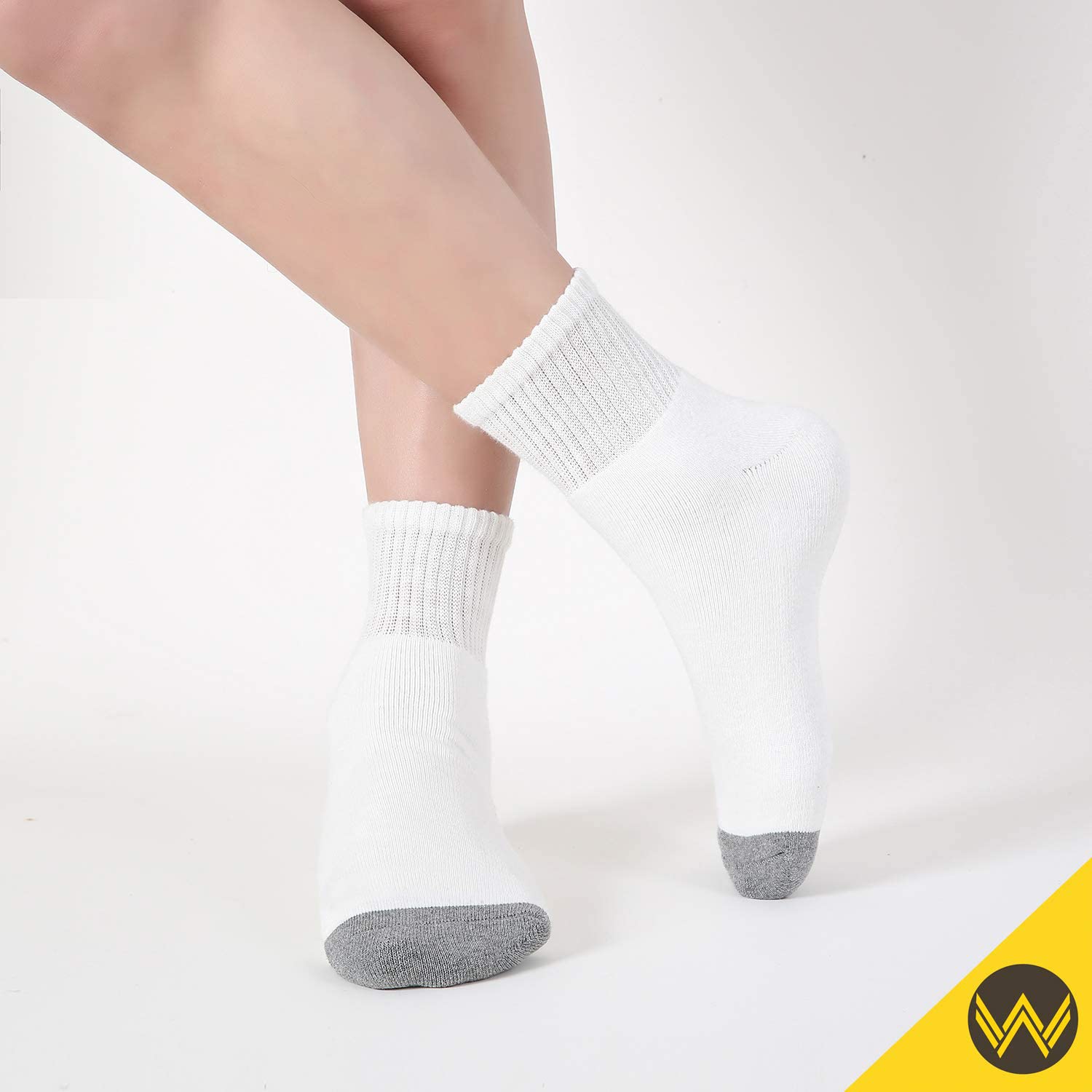 WANDER Men's Athletic Ankle Socks 3-8 Pairs Thick Cushion Running Socks for Men&Women Cotton Socks 7-9/9-12/12-15 (8 Pair A-white, Shoe Size: 4-6)