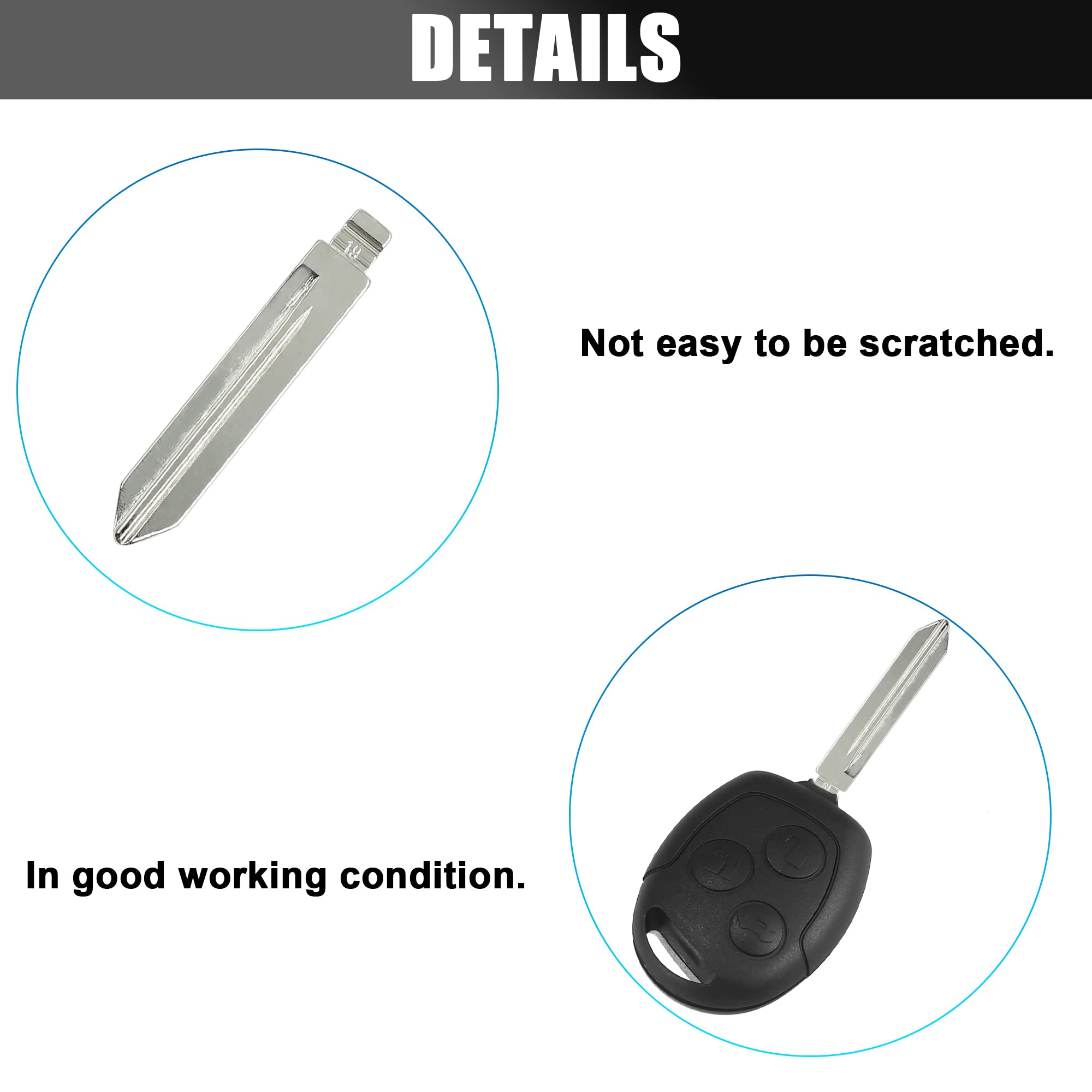 X AUTOHAUX 5 Pcs Metal Car Flip Remote Folding Key Blank Blade Replacement Uncut Silver Tone for Ford for Mercury
