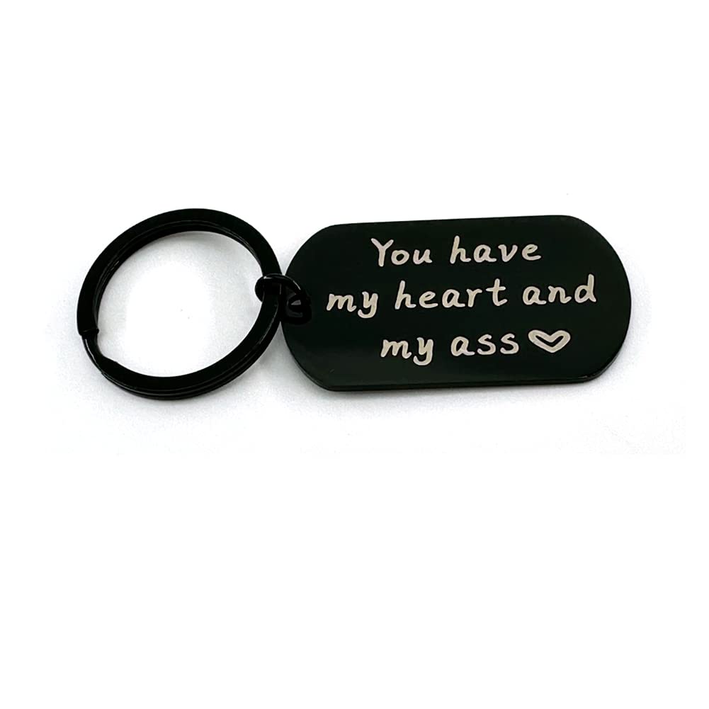 ZAHSY Christmas Gifts for Boyfriend Husband Anniversary Valentines Gifts from Girlfriend Wife You Have My Heart and My Ass Keychain for Boyfriend BF Gifts Husband Birthday Gift
