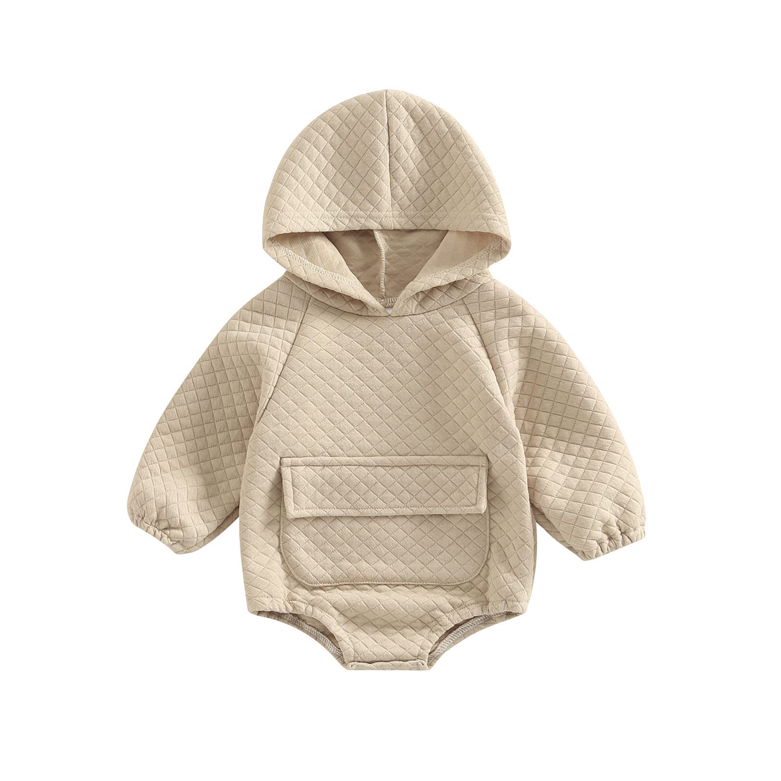 xiqaalombvt Infant Baby Girl Boy Winter Clothes Hoodie Pullover Sweatshirt Romper Solid Long Sleeve Romper Fall Outfit (Solid Khaki-Warm, 18-24 Months)