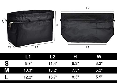 Vercord Purse Organizer Insert Bag Tote Handbags Pocketbook Inserts Organizers Zipper 11 Pockets Black Large