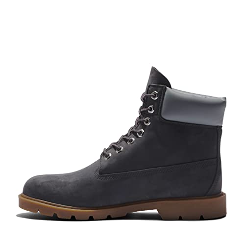 Timberland Men's 6 Inch Basic Waterproof Boots with Padded Collar, Dark Grey Nubuck, 9