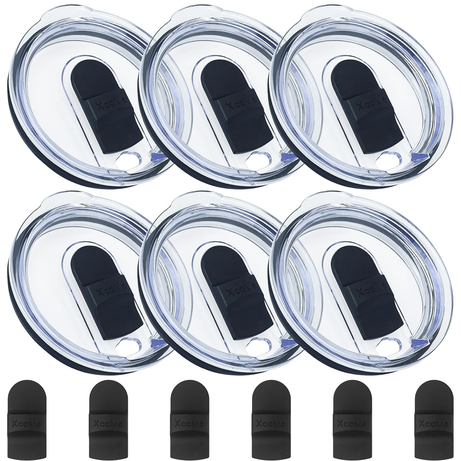 XccMe 6PACK Magnetic 20oz Tumbler Lids with 12 Magnetic Slider Replacement,Fits for YETI Rambler,Ozark Trail,Old Style Rtic,10oz Stackable and Lowball,Straw Friendly,Spill Proof,BPA Free