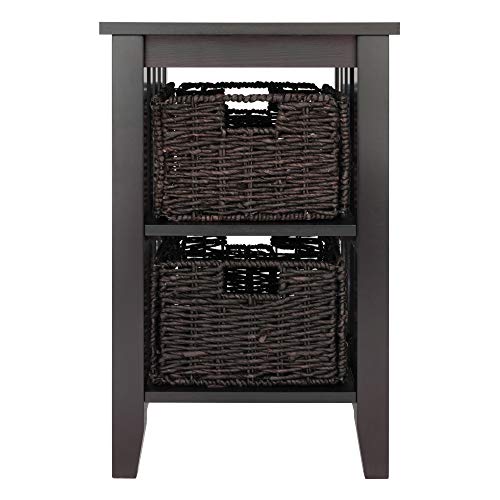 Winsome Morris 25.04" x 20.08" x 16.54" Wood Side Table With 2 Foldable Baskets, Espresso