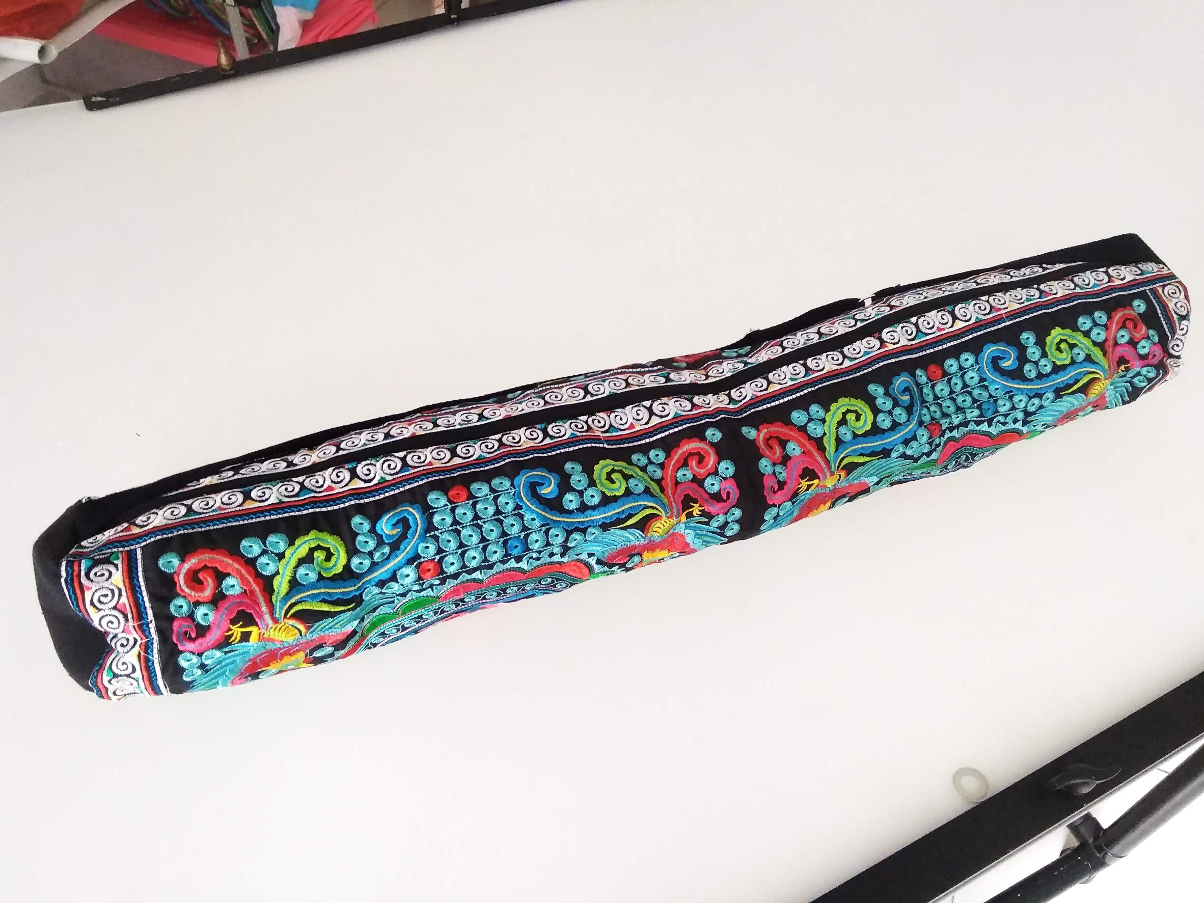 Yoga Mat Handmade Fabric Bag Accessory Blue Carrier Gym Tribal Art Thai Craft 5