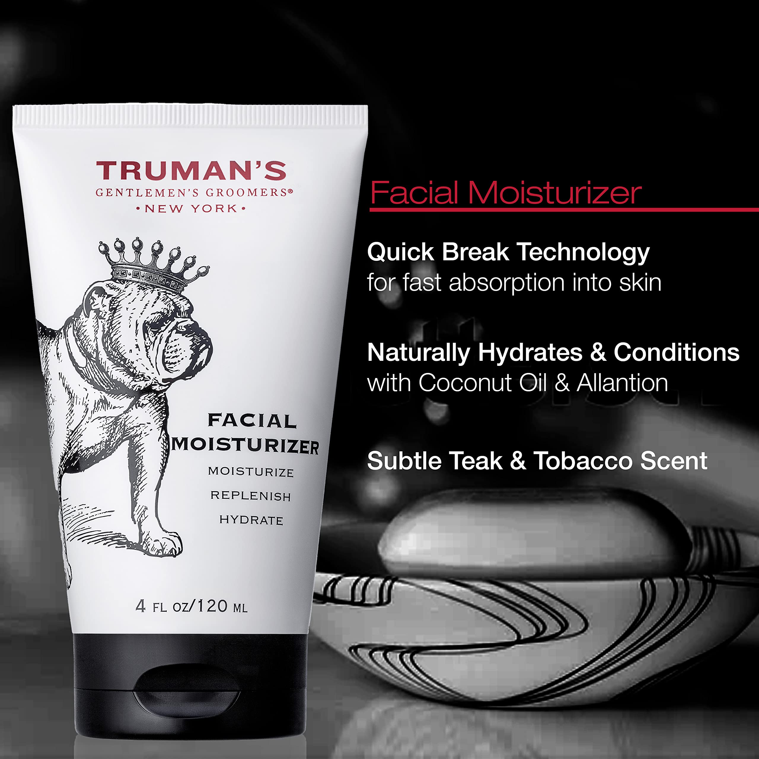 Truman's Gentlemen's Groomers - Men's Facial Moisturizer - Fixes Dry Skin, Rich in Vitamin B to Reduce Inflammation, Cooling Eucalyptus oil 4oz