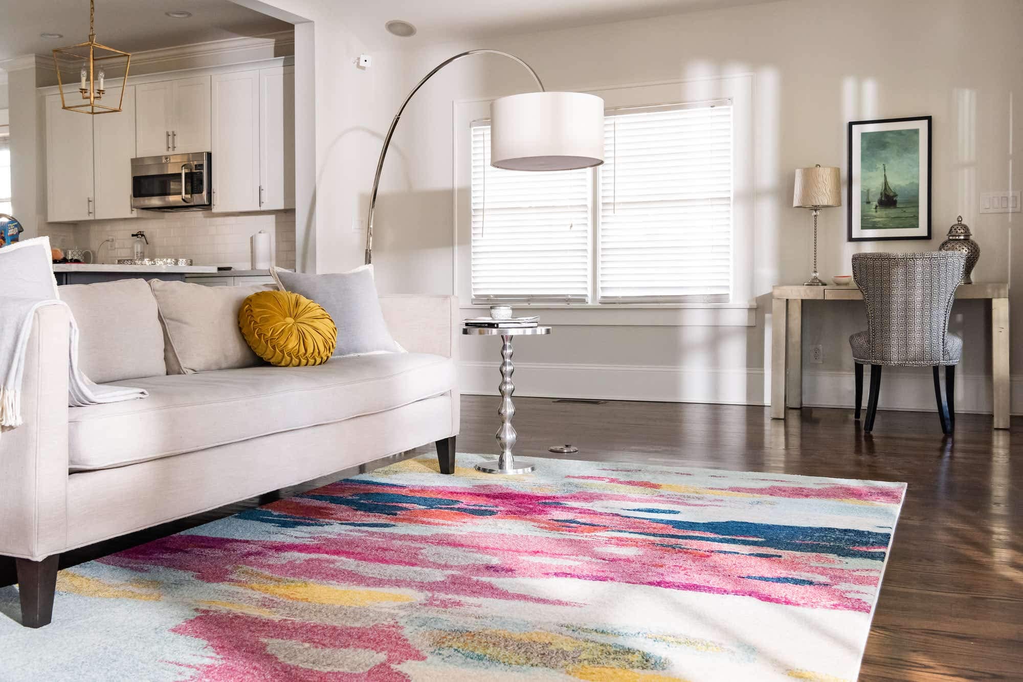 Unique Loom Estrella Collection Light Colors, Abstract, Modern, Vibrant Area Rug, 7 ft x 10 ft, Pink/Ivory