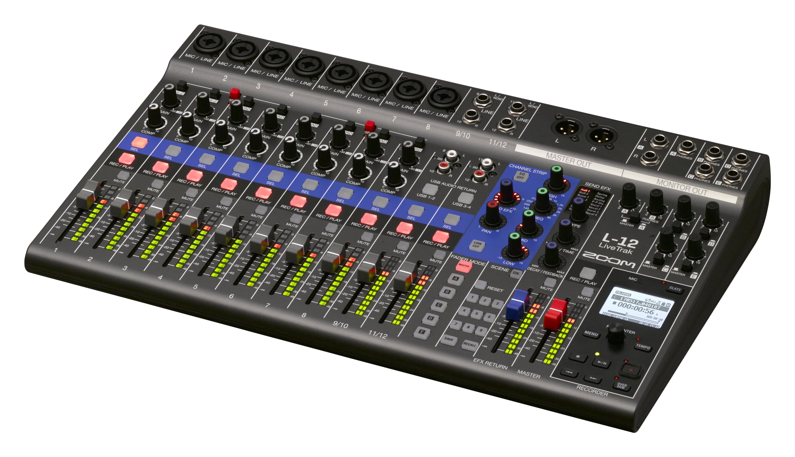 Zoom LiveTrak L-12 Digital Mixer & Multitrack Recorder, for Music, Podcasting, and More, 12-Input/ 14-Channel SD Recorder, 14-in/4-out USB Audio Interface, 5 Powered Headphone Outputs