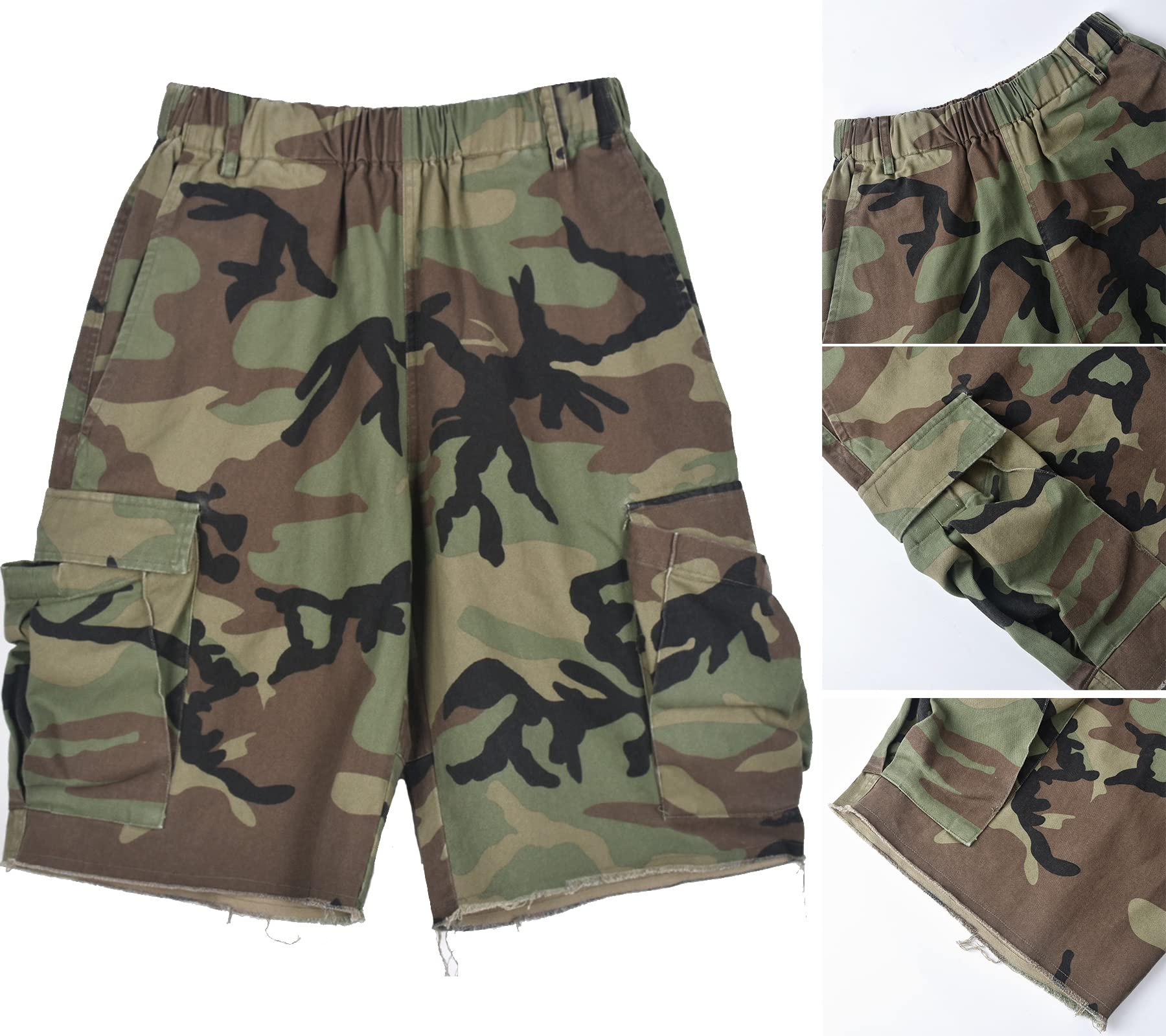 Vakkest Womens Camouflage Cargo Shorts Jogger Multi-Pocket Army Fatigue BF Plus Size Drawstring Cargo Short Pants