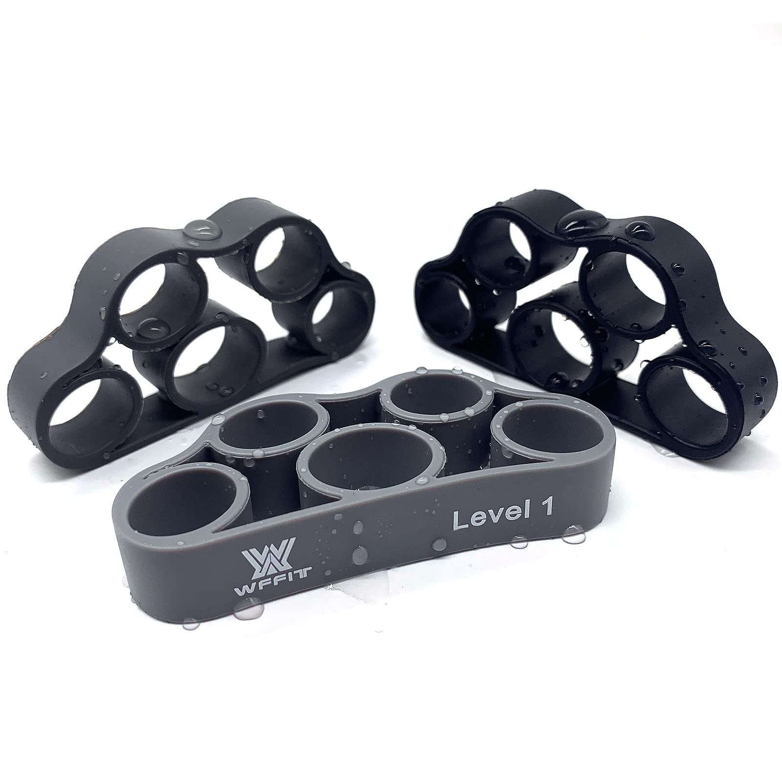 WFFIT Finger Exercise Finger Grip Finger Stretcher, Resistance Bands Hand Extensor Exerciser Elastic,Finger Grip Trainer for Relieve Joint Pain, Rehabilitation,Relaxation Grips Workout(Gray/Black)