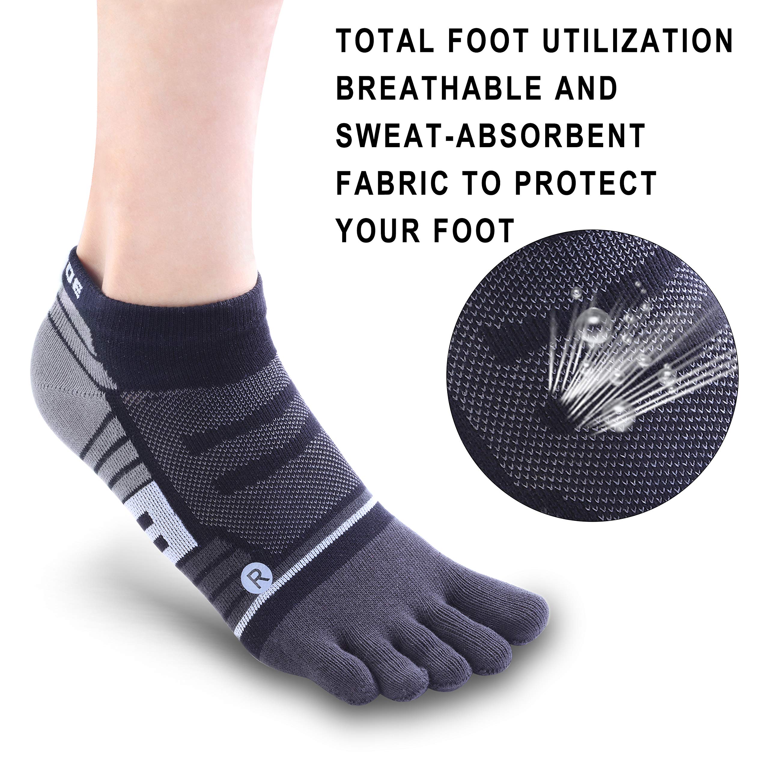 UGUPGRADE Toe Separator Socks Women & Men Ankle Low Cut No Show Socks for Running (Green)