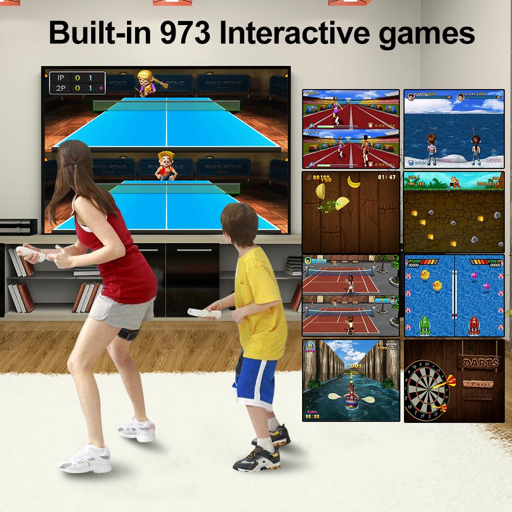 TV Game Console, 64GB Large Memory, Built-in 973 Games, Handheld Retro Video Game Console with 2 Game Controllers, Motion Sensing Control, HDMI Plug and Play, Family Interactive and Educational Gaming
