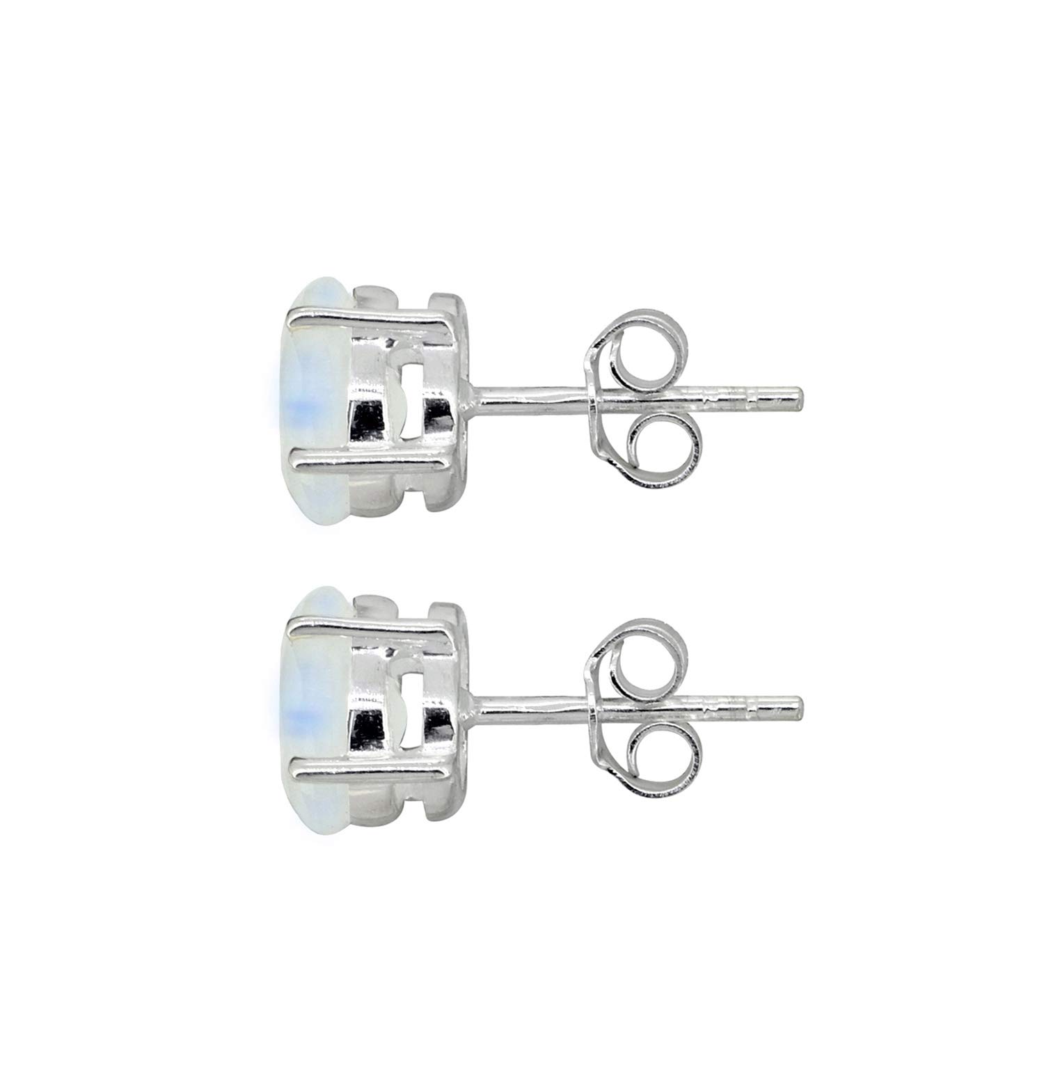 YoTreasure 6x8 MM Moonstone Solid 925 Sterling Silver Stud Earrings Gifts For Women
