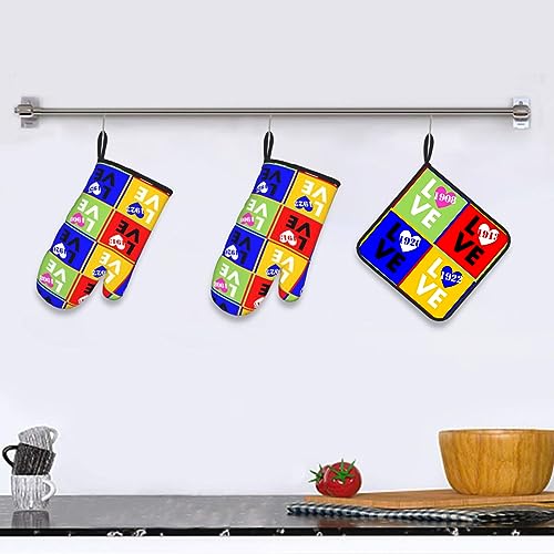 Zeta Phi Oven Mitts 3pcs Kitchen Accessory Kitchen Thickened Mittens Black Sorority Oven Mitt Surface Safe for Baking,Cooking,BBQ Potholders for Sorority Sisters