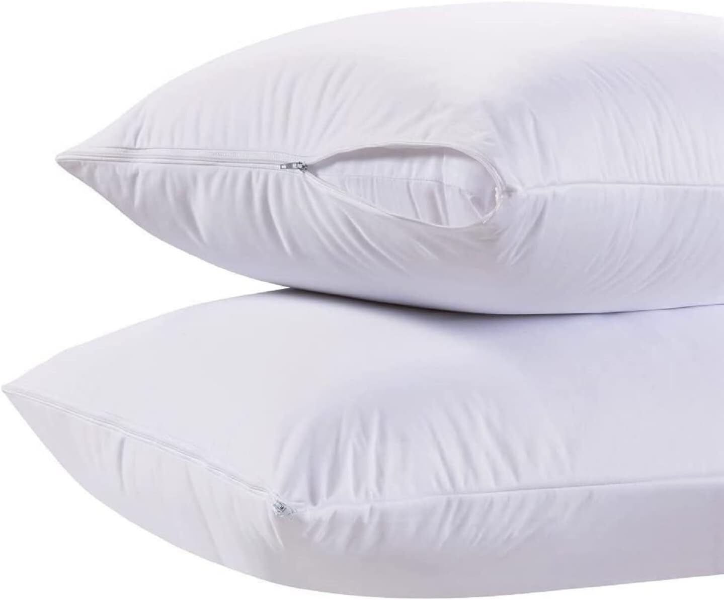 White Classic Zippered Style Pillow case Cover - Luxury Hotel Collection 200 Thread Count, Soft Quiet Zippered Pillow Protectors, King Size, Set of 2